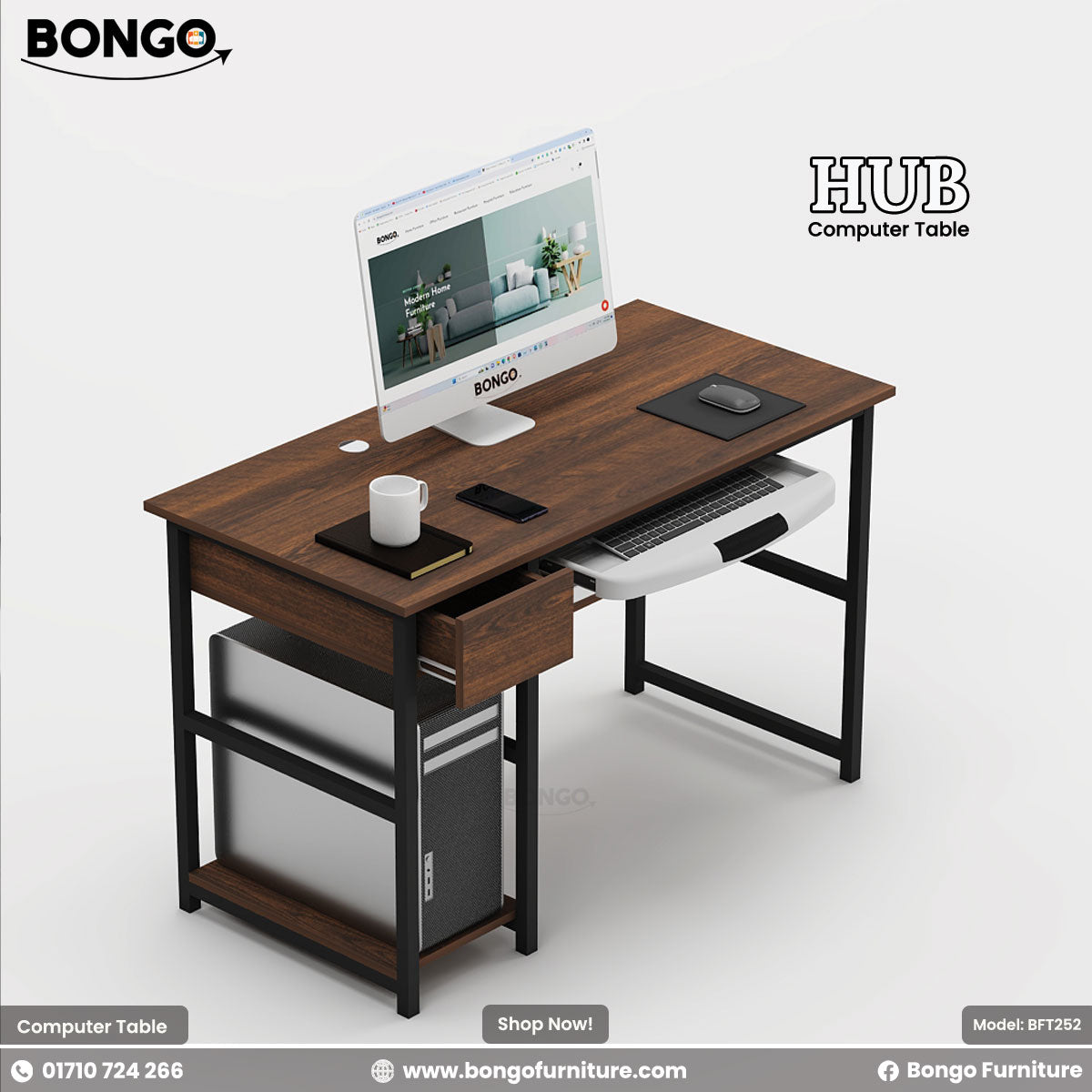 Hub Computer Table - BFT252 | Bongo Furniture