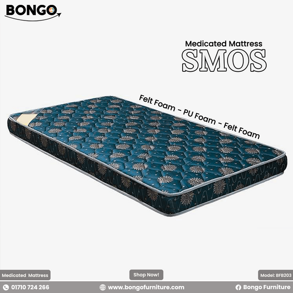 Smos - Medicated Mattress (PU Foam - Felt Foam - PU Foam) | 4 Inches T ...